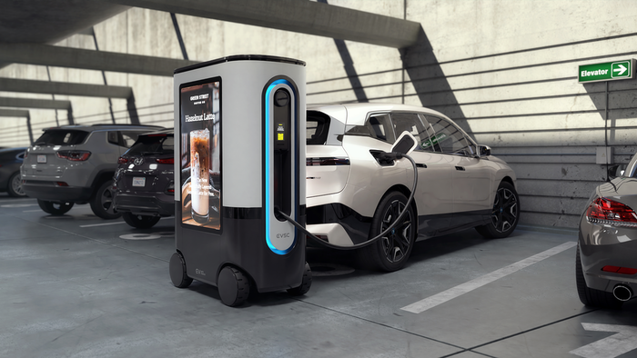 EV Safe Charge Debuts Mobile EV Charging Robot with Interactive Advert